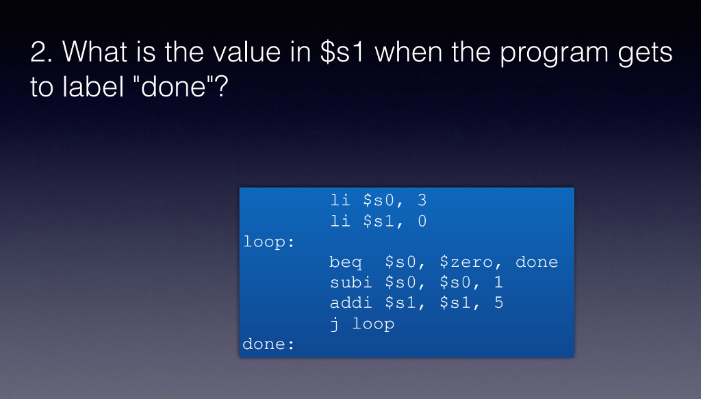 Solved What is the value in $s1 when the program gets to | Chegg.com