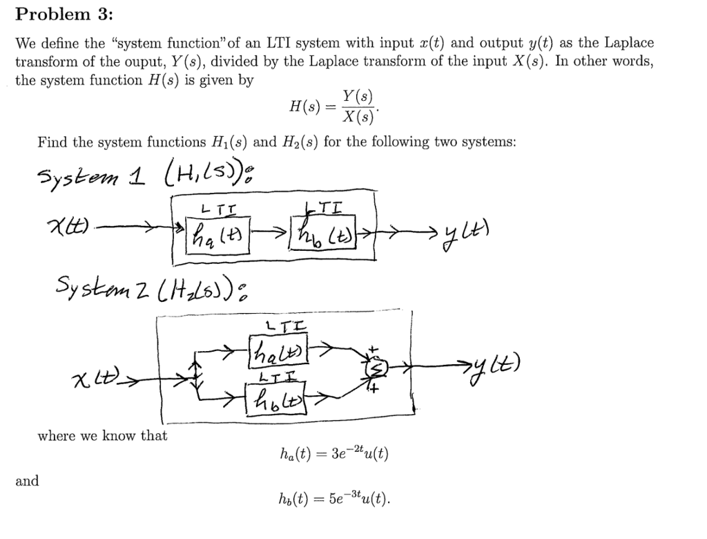 Solved Problem 3: We define the "system function" of an LTI | Chegg.com