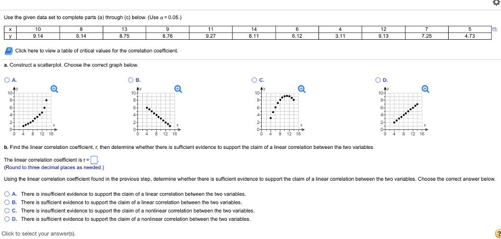 Solved Use the given data set to complete parts? (a) | Chegg.com