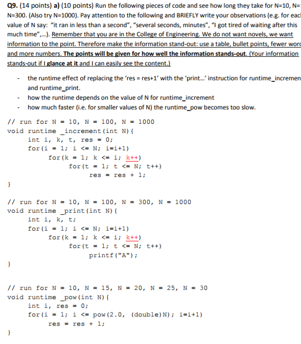 Solved Run the following pieces of code and see how long | Chegg.com