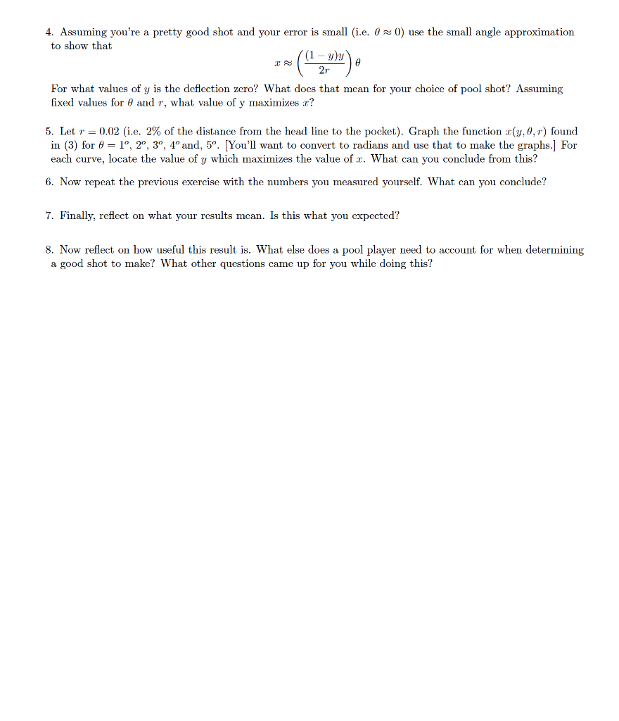 Project: What's the hardest pool shot? Suppose you're | Chegg.com