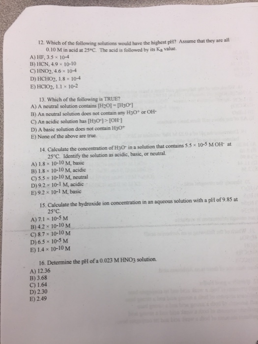 Solved Which of the following solution would have the | Chegg.com