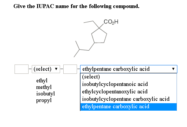 Solved Give the IUPAC name for the following compound CO2H | Chegg.com