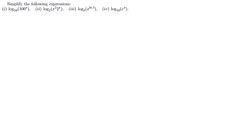 Solved Simplify the following expressions: log10(100x) | Chegg.com