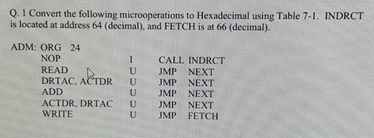 Q. 1 Convert the following microoperations to | Chegg.com