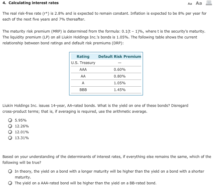 Solved The real risk-free rate (r*) is 2.8% and is expected | Chegg.com