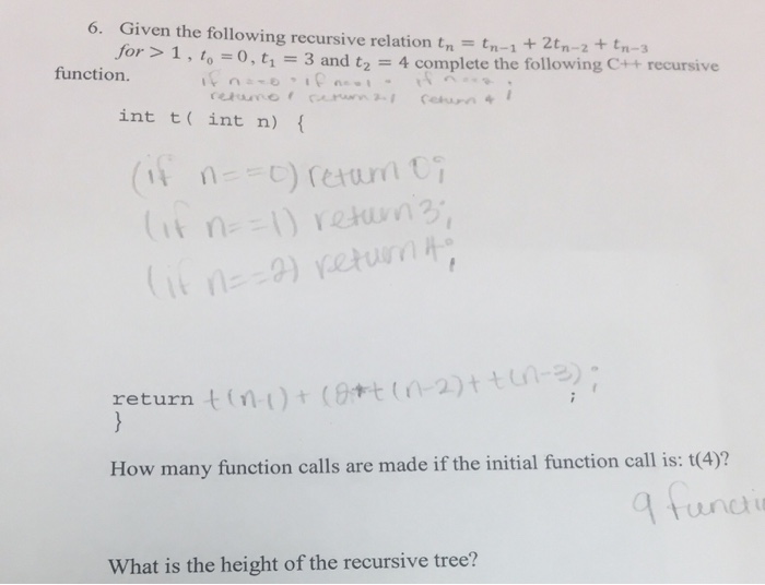 Solved Given the following recursive relation t_n = t_n-1 + | Chegg.com