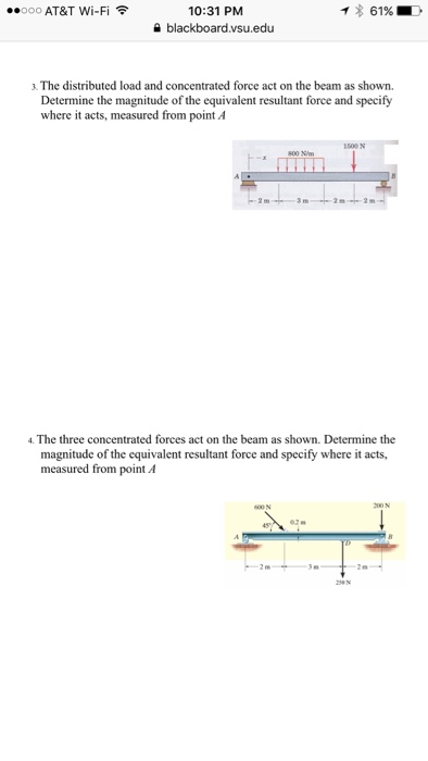 Solved The distributed load and concentrated force act on | Chegg.com