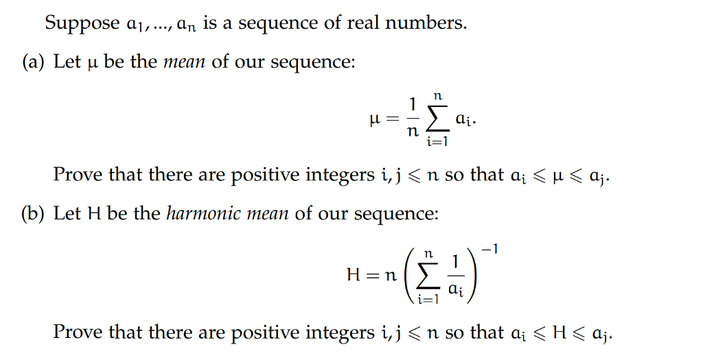Solved Suppose a_1, ... a_n is a sequence of real numbers. | Chegg.com