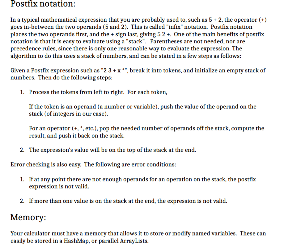 Solved Postfix notation In a typical mathematical expression | Chegg.com