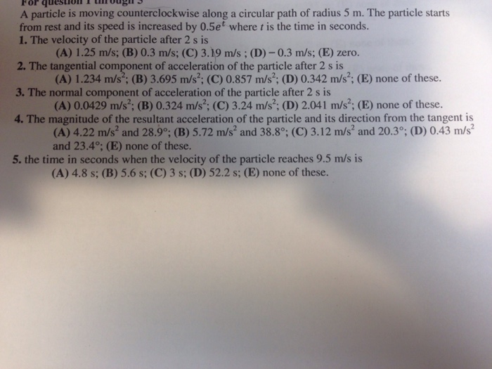 Solved A particle is moving counterclockwise along a | Chegg.com