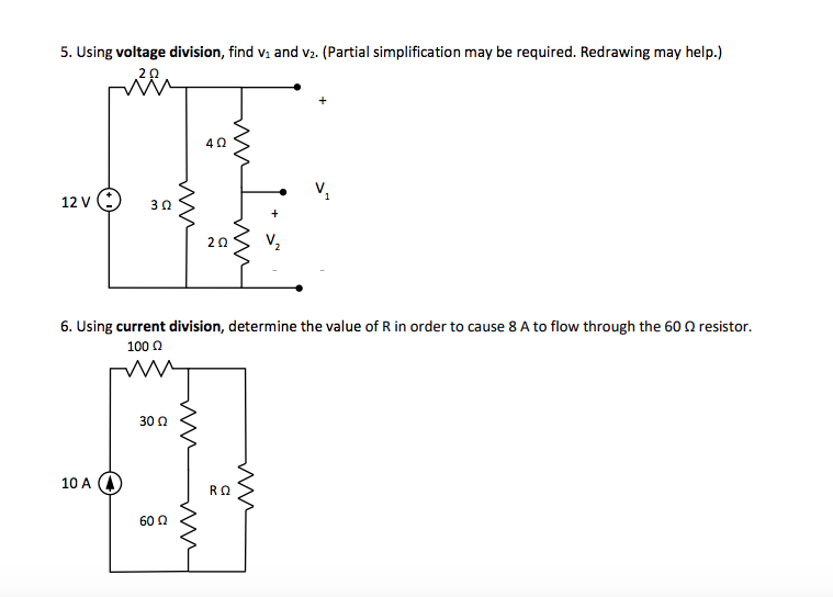 Solved 5. Using voltage division, find vi and v2. (Partial | Chegg.com