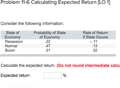 Solved Problem 11-6 Calculating Expected Return [LO 1] | Chegg.com