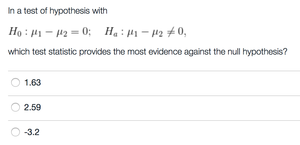 Solved In a test of hypothesis with H_o: mu1 - mu2 equalto | Chegg.com