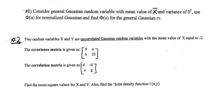 1) Consider general Gaussian random variable with | Chegg.com