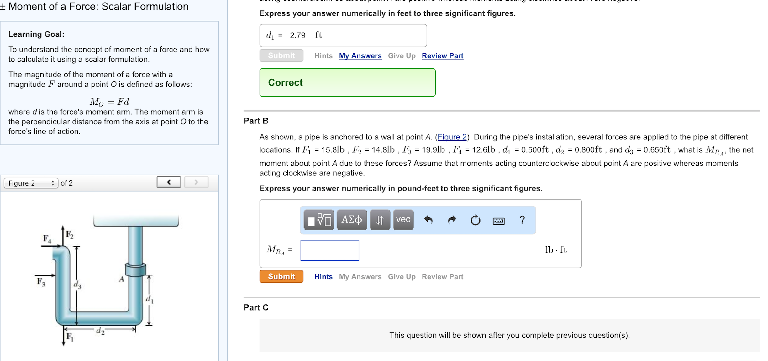 Solved Moment of a Force: Scalar Formulation Learning Goal: | Chegg.com