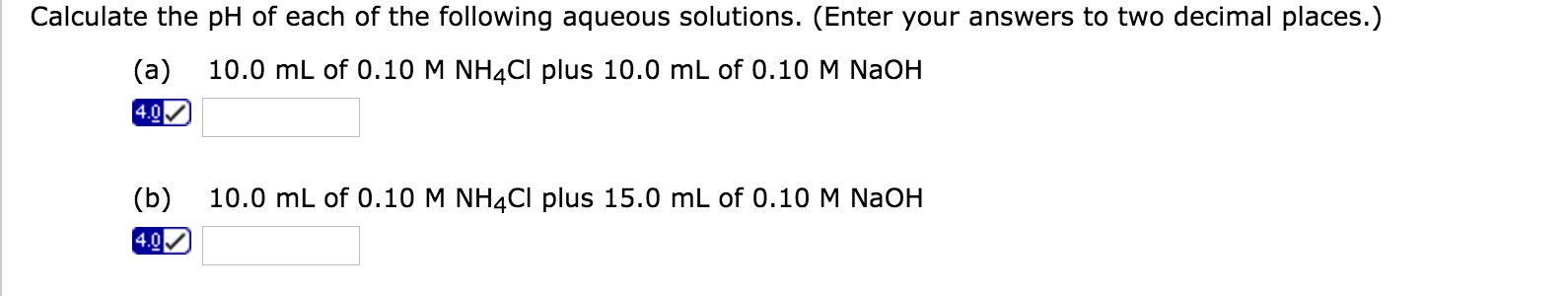 Solved Calculate the pH of each of the following aqueous | Chegg.com