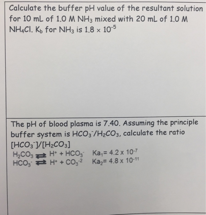 Solved Calculate the butter pH value of the resultant | Chegg.com