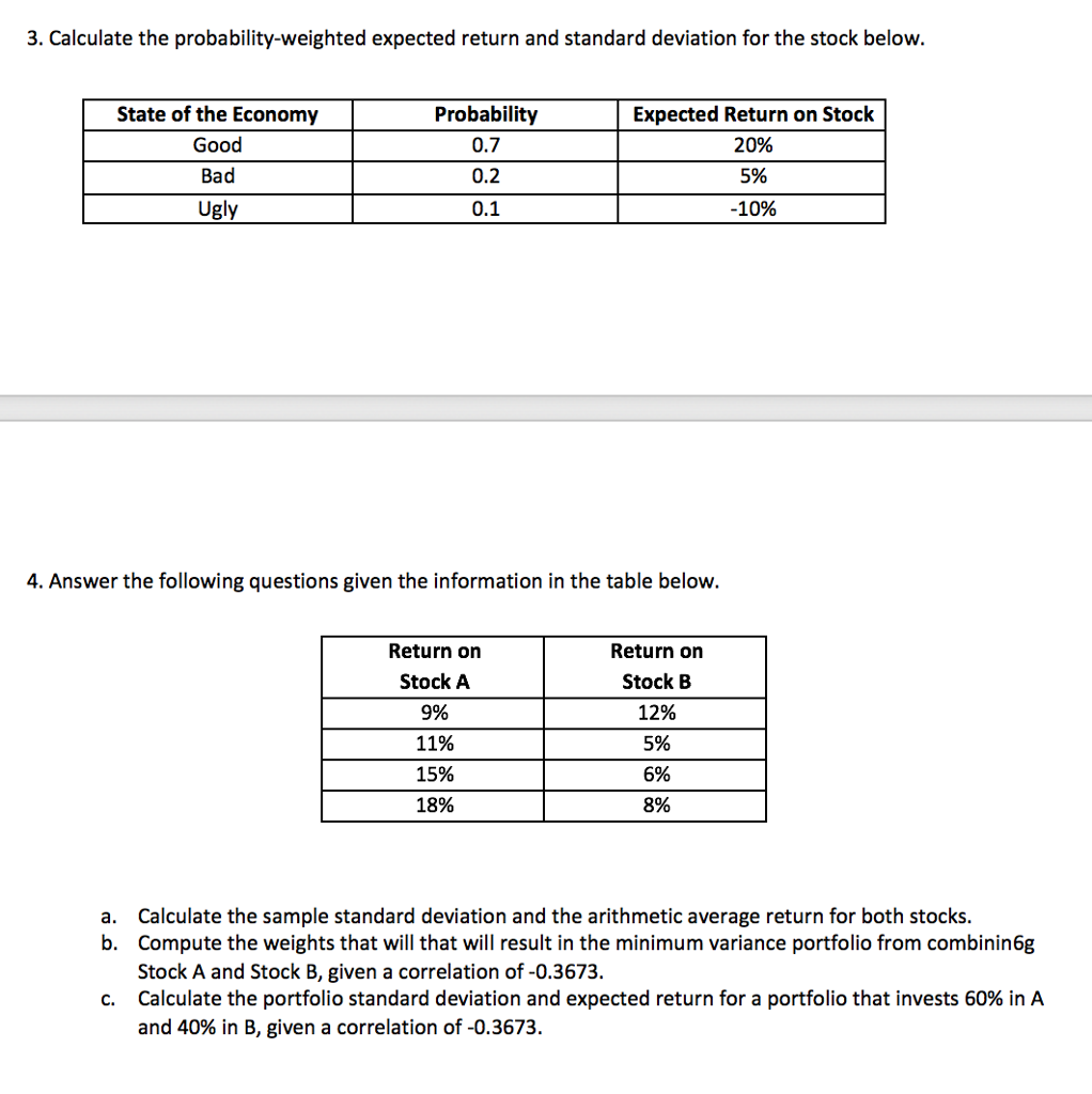 Solved 3. Calculate the probability-weighted expected return | Chegg.com