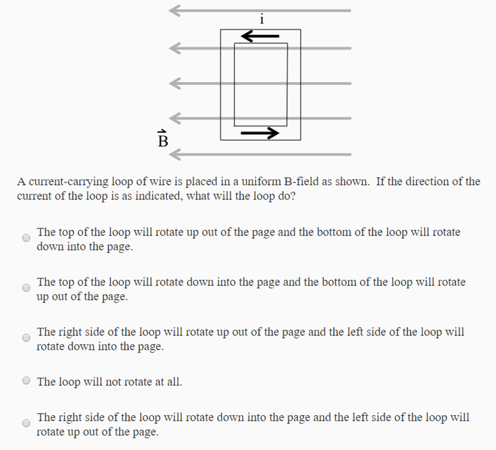 Solved A current-carrying loop of wire is placed in a | Chegg.com