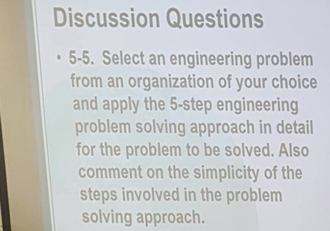 Solved Select an engineering problem from an organization of | Chegg.com