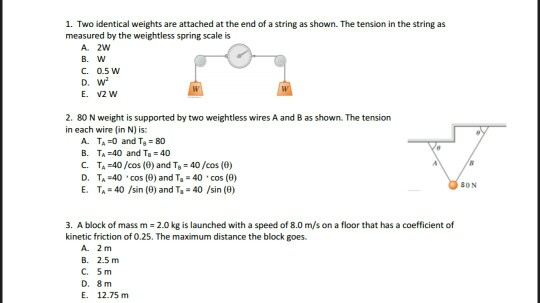 Solved Two identical weights are attached at the end of a | Chegg.com