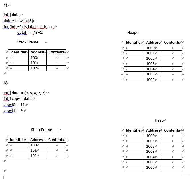 Solved Use Memory Diagrams To Trace The Code Below Int