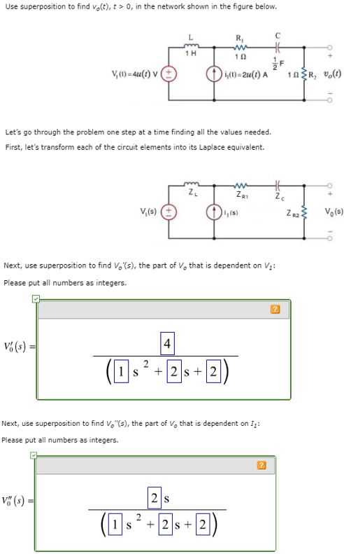 Solved Use superposition to find vo(t), t>0, in the network | Chegg.com