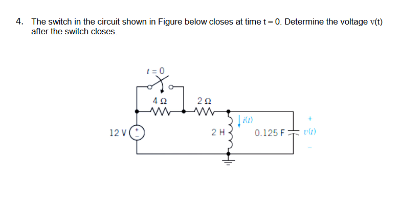 Solved 4. The switch in the circuit shown in Figure below | Chegg.com