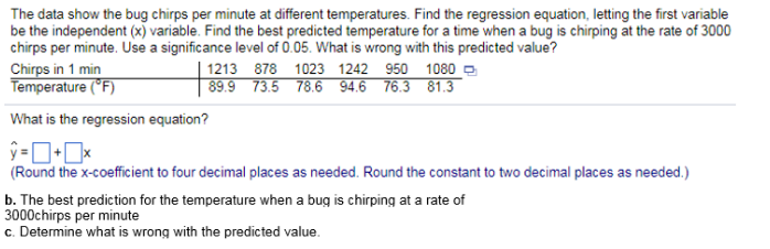 Solved be the independent (x) variable. Find the best | Chegg.com