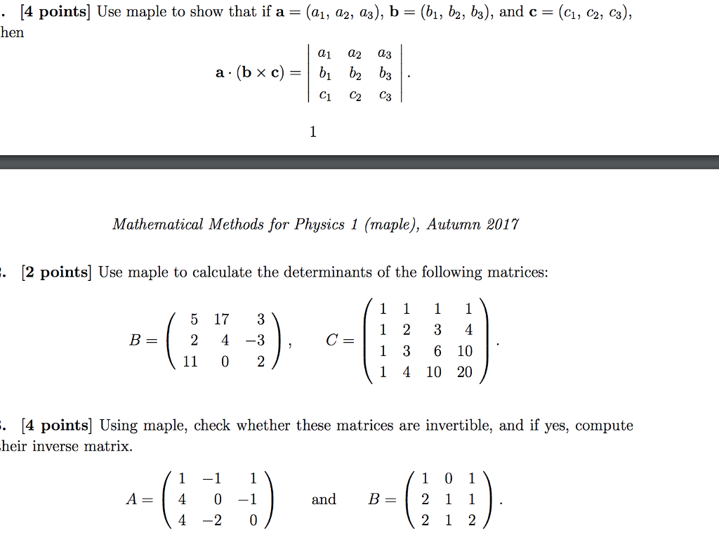 Solved . 4 points. Use maple to show that if a hen (a1, a2, | Chegg.com