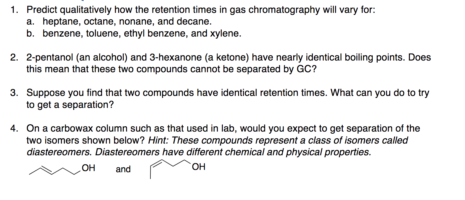 Solved This is for organic chem pre lab question for Gas | Chegg.com