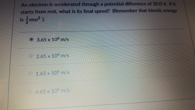 Solved An Electron Is Accelerated From Rest Through A