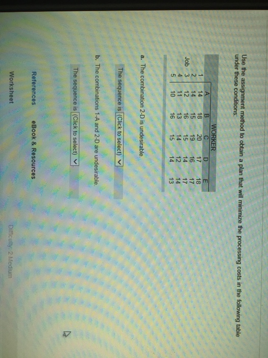 Solved Use the assignment method to obtain a plan that will | Chegg.com