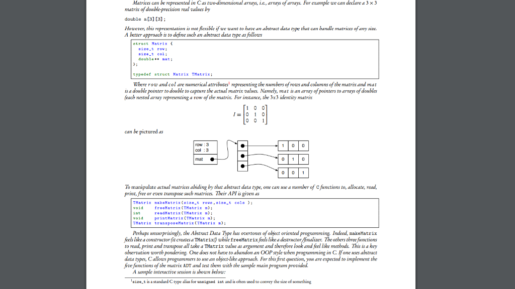 Solved Matrices can be represented in Cas two-dimensional | Chegg.com
