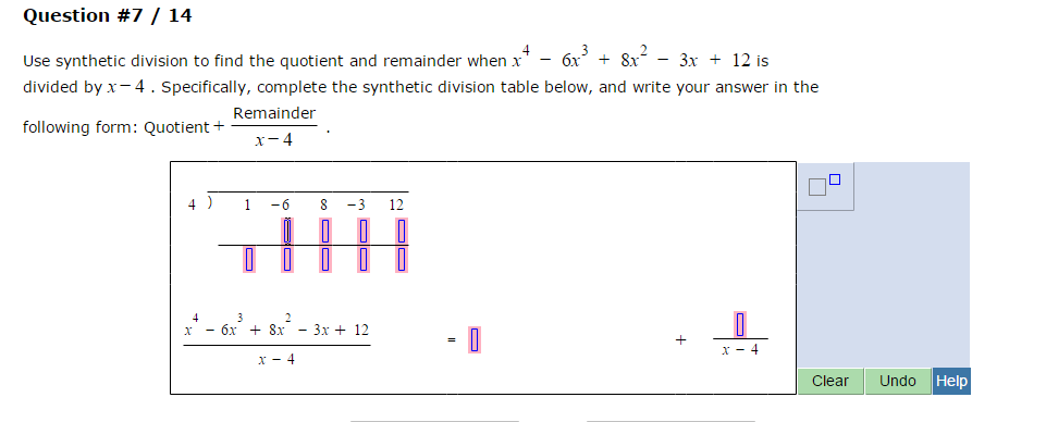 Solved Use synthetic division to find the quotient and | Chegg.com