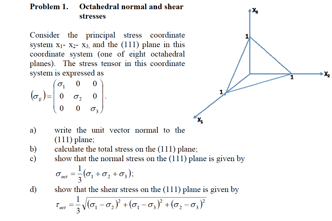 Solved Consider the principal stress coordinate system xi- | Chegg.com