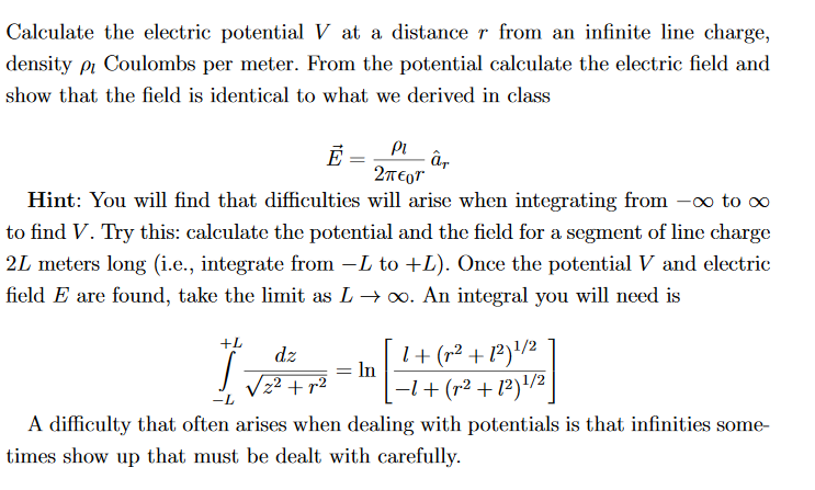Solved Calculate the electric potential V at a distance r | Chegg.com