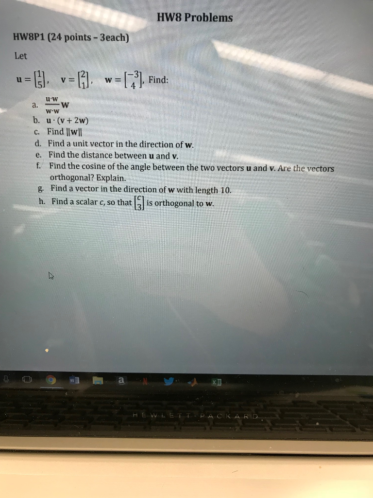 Solved HW8 Problems HW8P1 (24 points -3each) Let 4 u w b. | Chegg.com