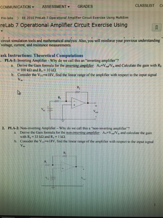 Solved Derive the gain formula for the inverting amplifier. | Chegg.com
