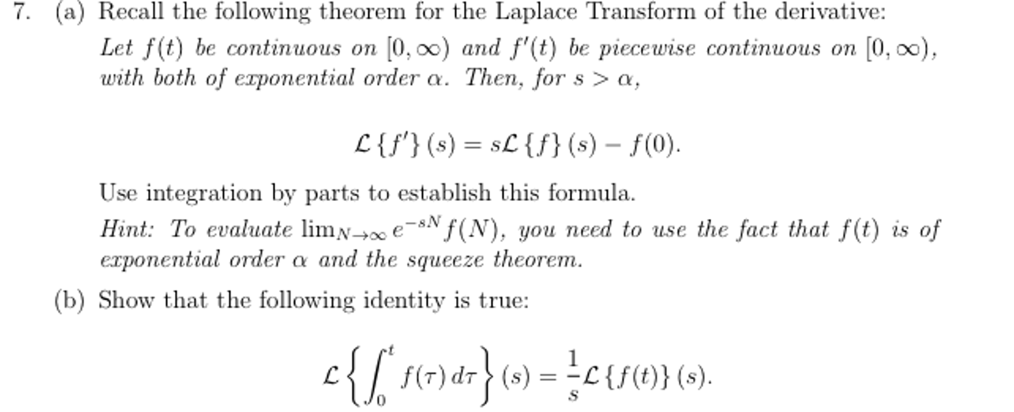Solved Recall the following theorem for the Laplace | Chegg.com
