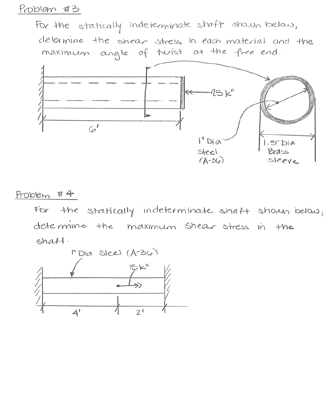 Solved Problem # 3 For the statically indeterminate shaft | Chegg.com