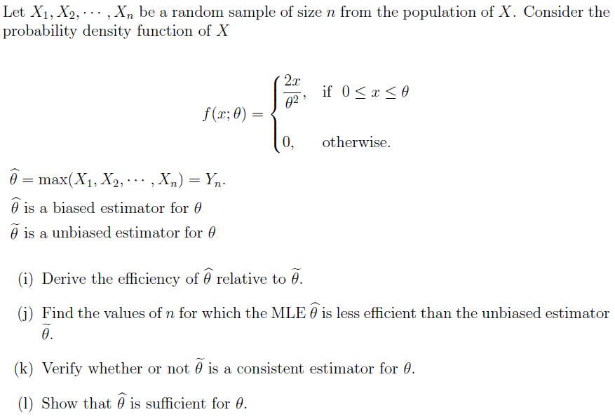 Solved Let X_1, X_2, .. X_n be a random sample of size n | Chegg.com
