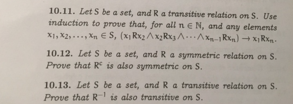 Solved 10 11 Let S Be A Set And R A Transitive Relation On