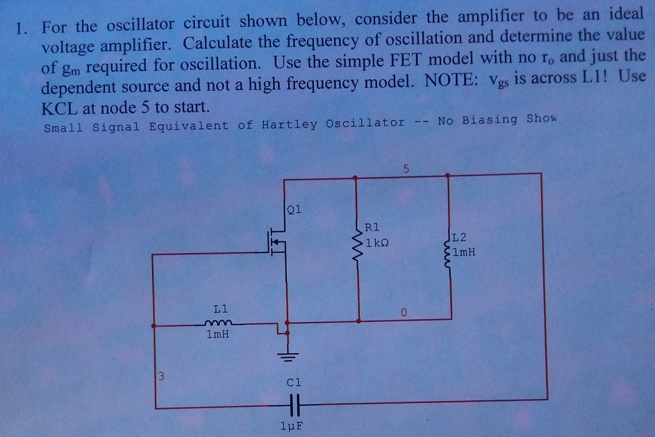 Solved For the oscillator circuit shown below, consider the | Chegg.com