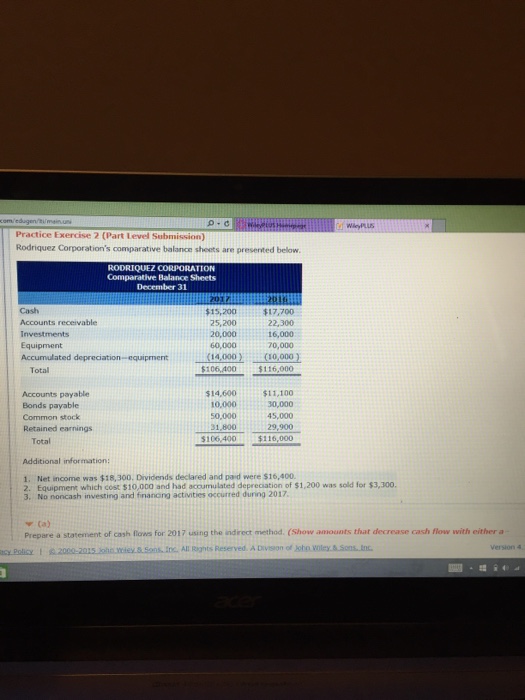 Solved Practice Exercise 2 (Part Level Submission) Rodriquez | Chegg.com