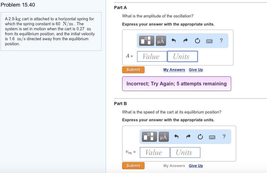 Solved A 2.9-kg cart is attached to a horizontal spring for | Chegg.com