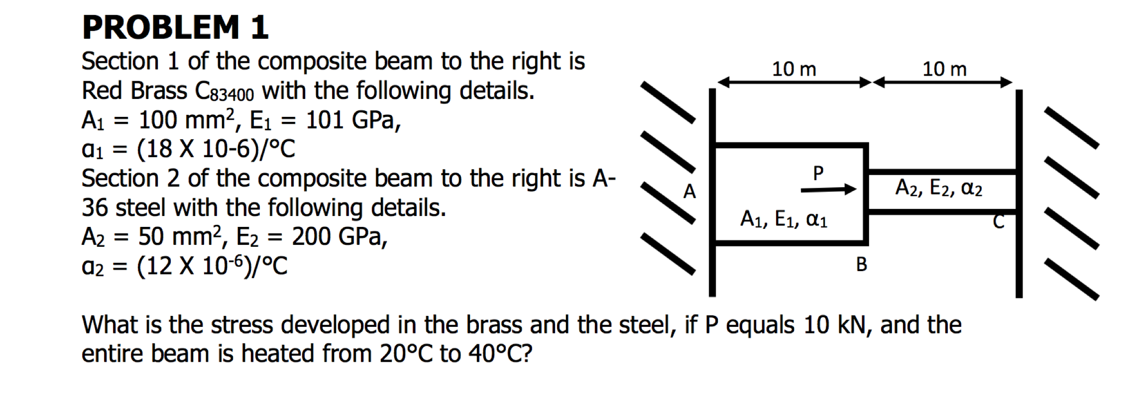Solved PROBLEM 1 Section 1 of the composite beam to the | Chegg.com