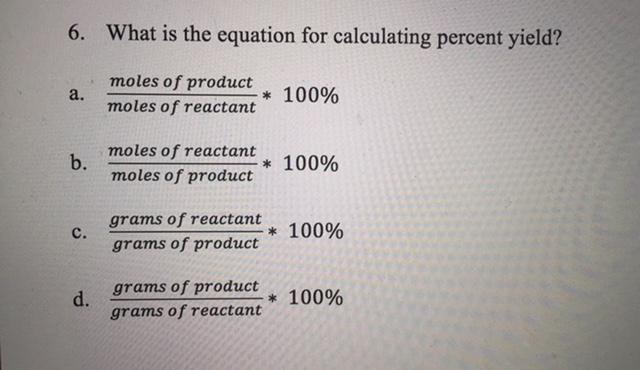 Solved 6. What is the equation for calculating percent | Chegg.com