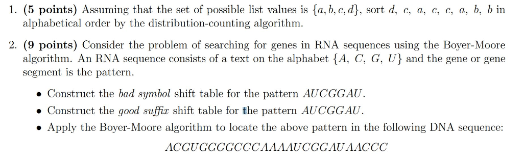 Solved Distribution Counting Algorithm & Boyer-Moore | Chegg.com